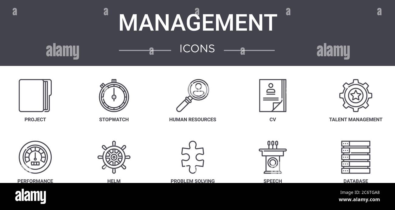 management concept line icons set. contains icons usable for web, logo ...