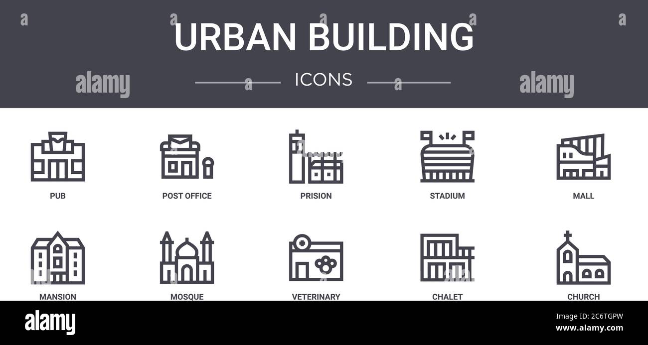 urban building concept line icons set. contains icons usable for web ...
