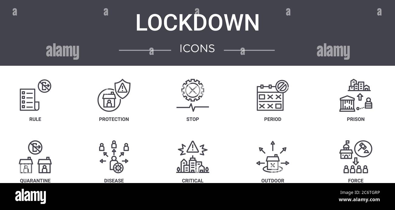 lockdown concept line icons set. contains icons usable for web, logo ...