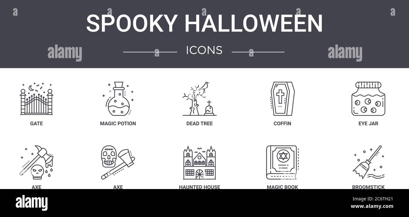 spooky halloween concept line icons set. contains icons usable for web ...
