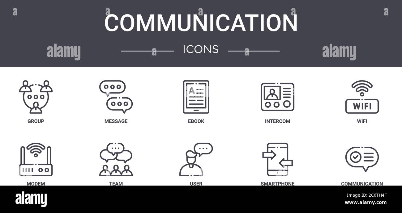 communication concept line icons set. contains icons usable for web ...