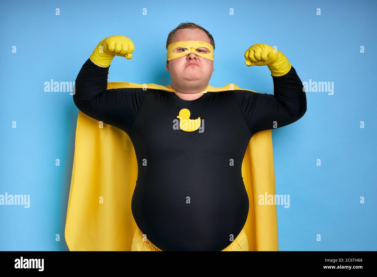 fat funny superhero will defeat everyone, man shows his power and ...