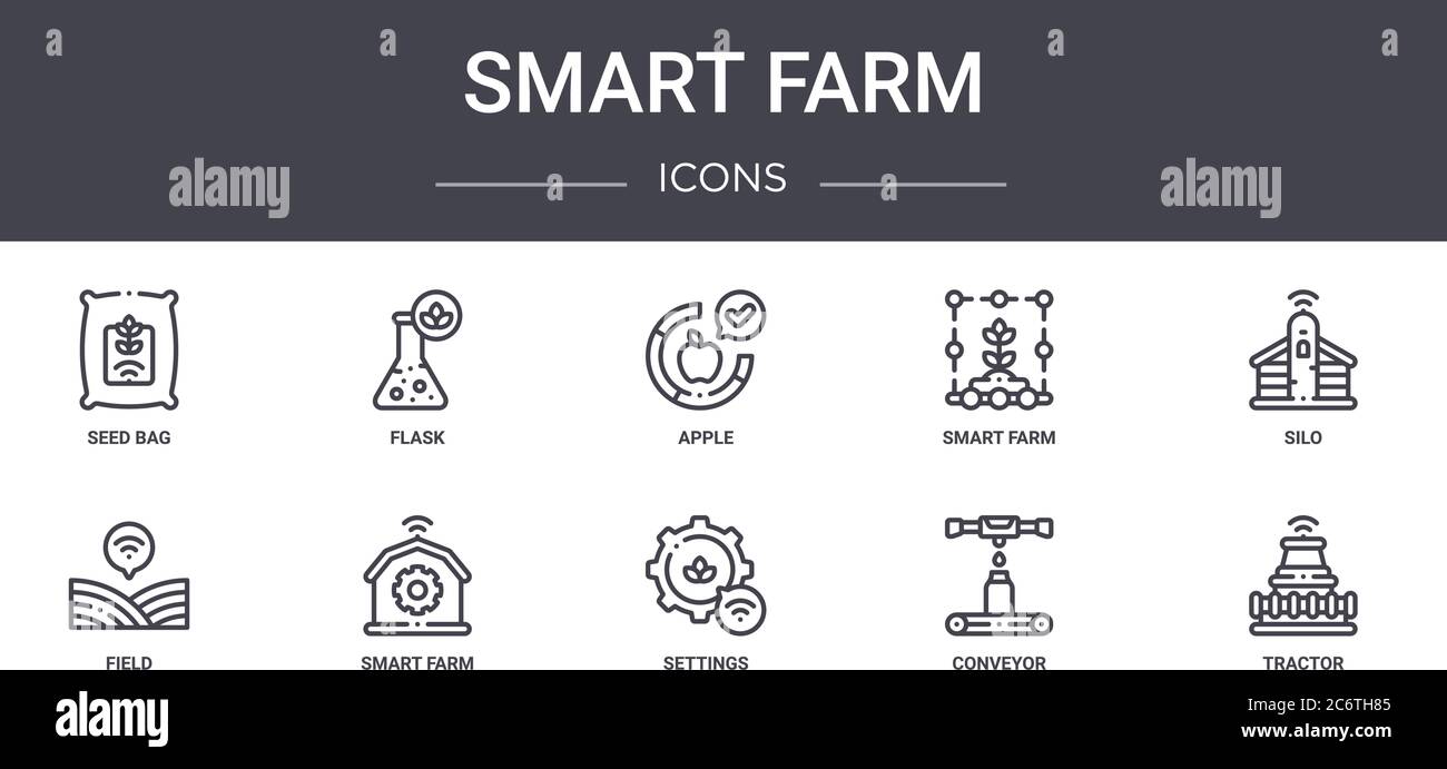 smart farm concept line icons set. contains icons usable for web, logo ...