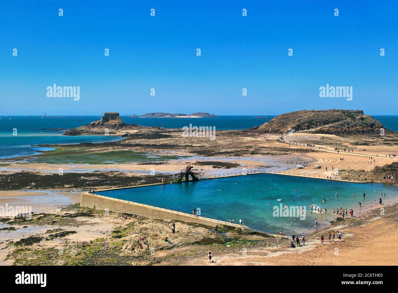 Saint-Malo, Brittany, France. At low tide it is still possible to swim ...