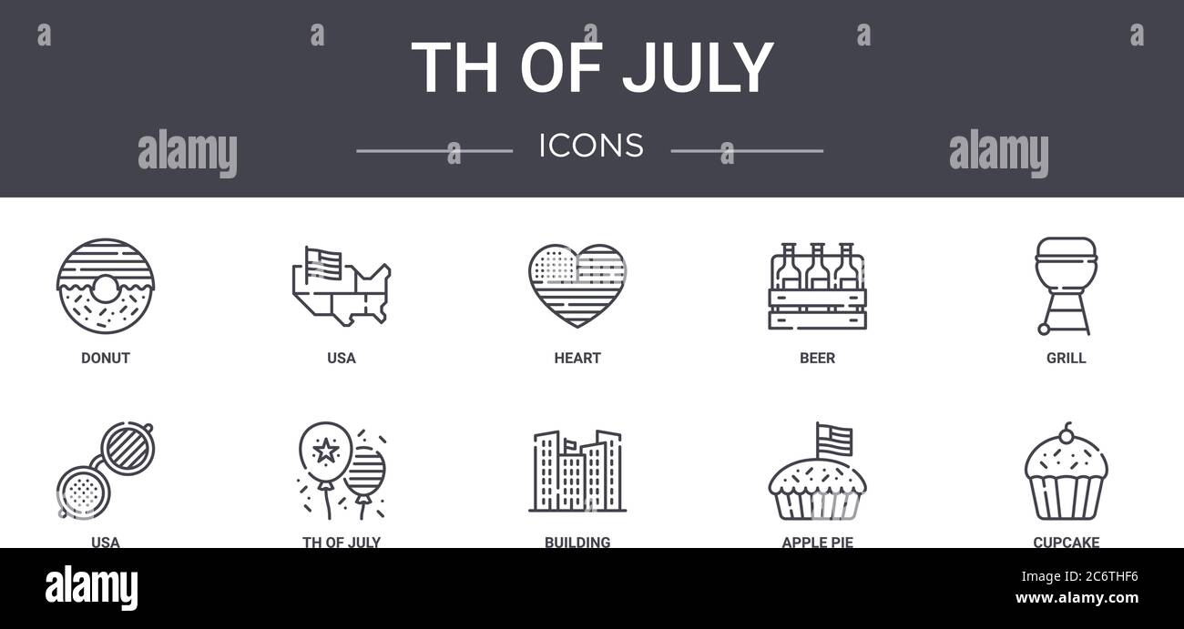 th of july concept line icons set. contains icons usable for web, logo ...