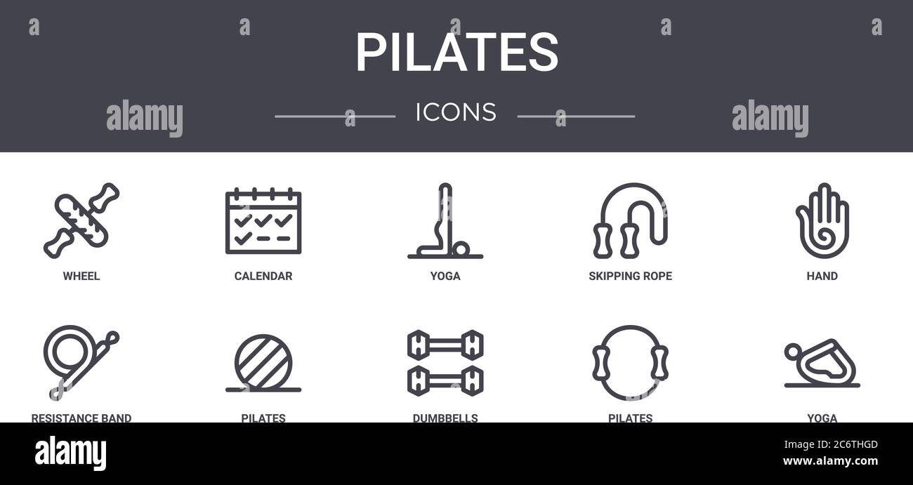 pilates concept line icons set. contains icons usable for web, logo, ui ...