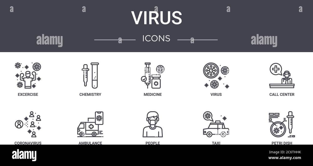 virus concept line icons set. contains icons usable for web, logo, ui ...
