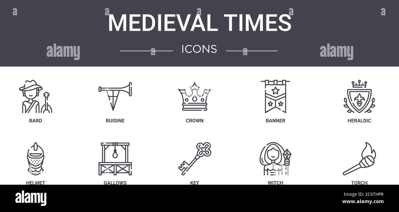 medieval times concept line icons set. contains icons usable for web ...