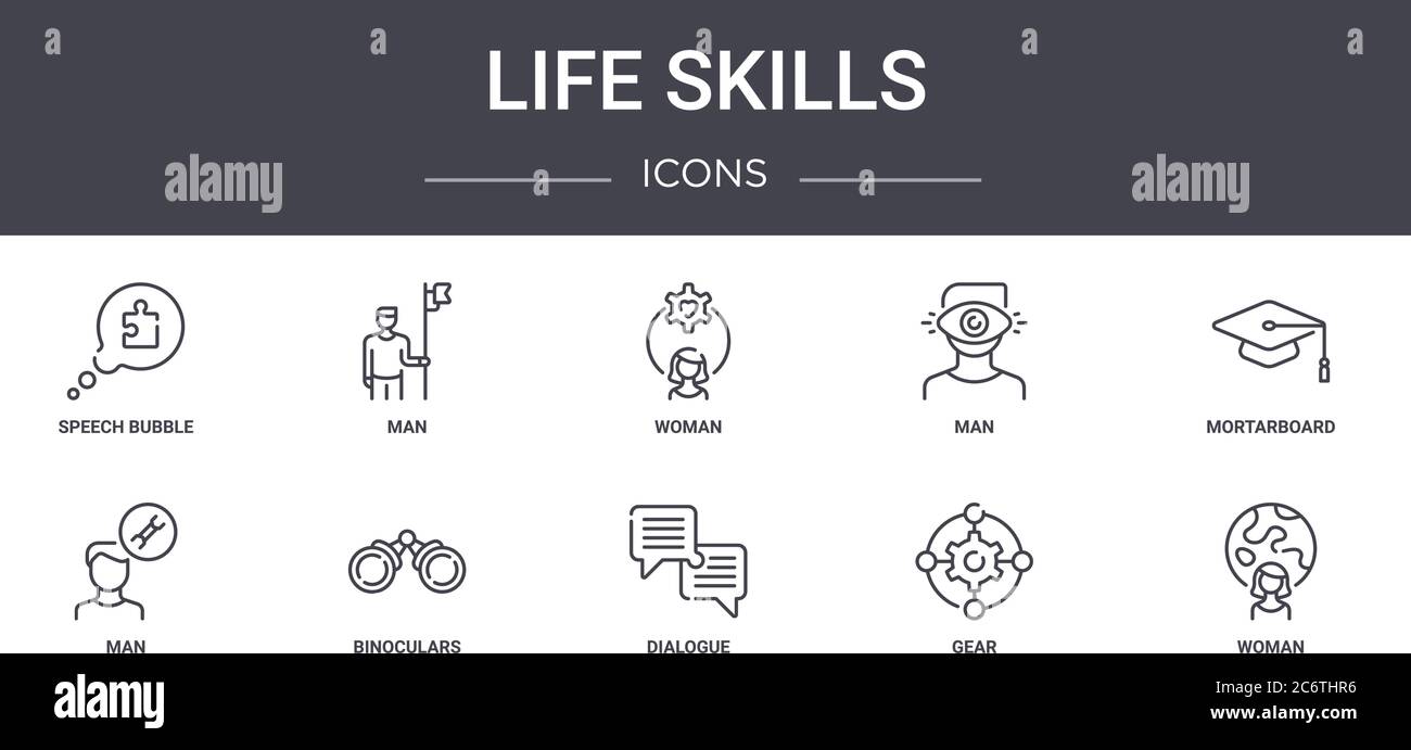 life skills concept line icons set. contains icons usable for web, logo ...
