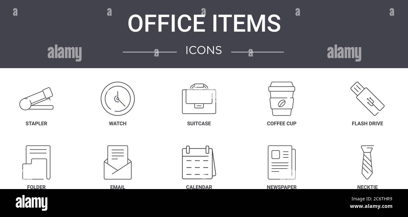 office items concept line icons set. contains icons usable for web ...