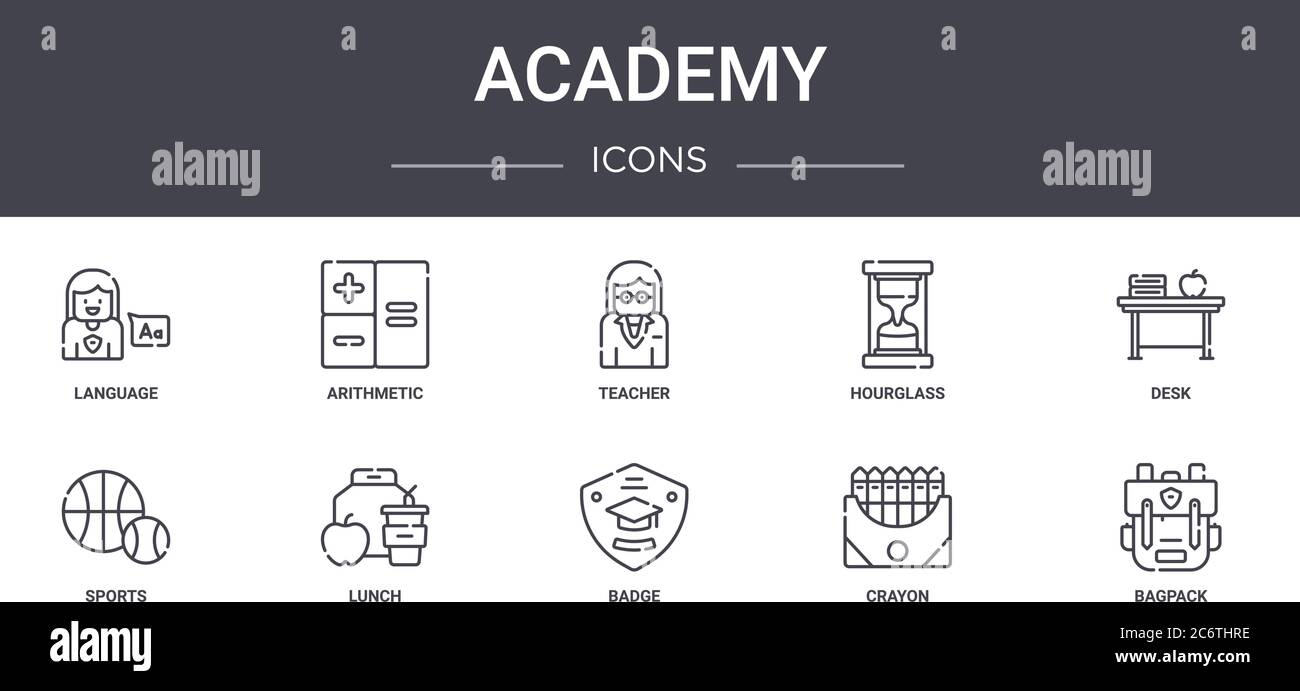 academy concept line icons set. contains icons usable for web, logo, ui ...