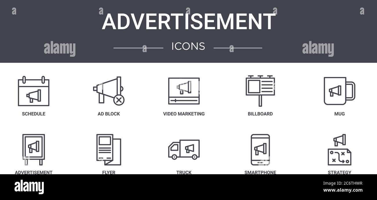 advertisement concept line icons set. contains icons usable for web ...