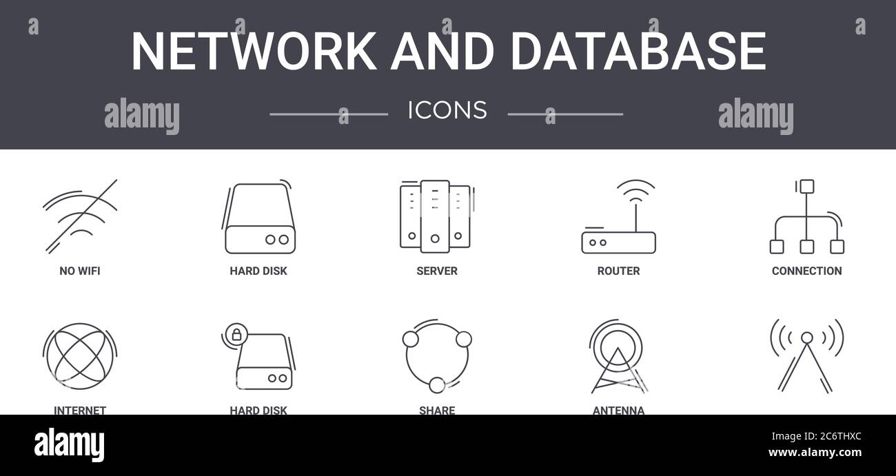 network and database concept line icons set. contains icons usable for ...