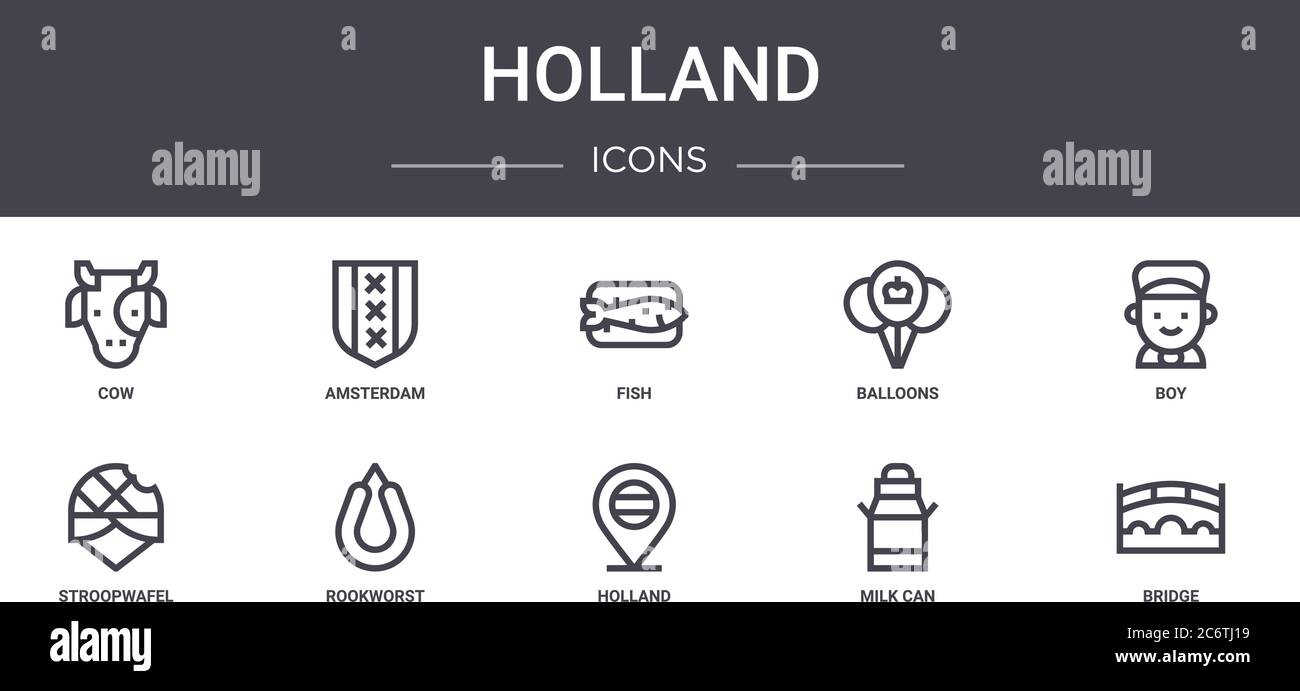 holland concept line icons set. contains icons usable for web, logo, ui ...