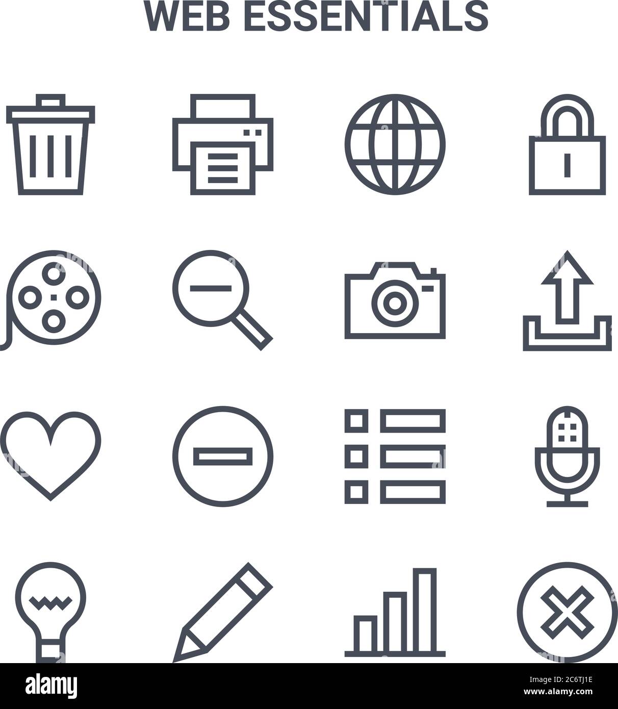 set of 16 web essentials concept vector line icons. 64x64 thin stroke ...