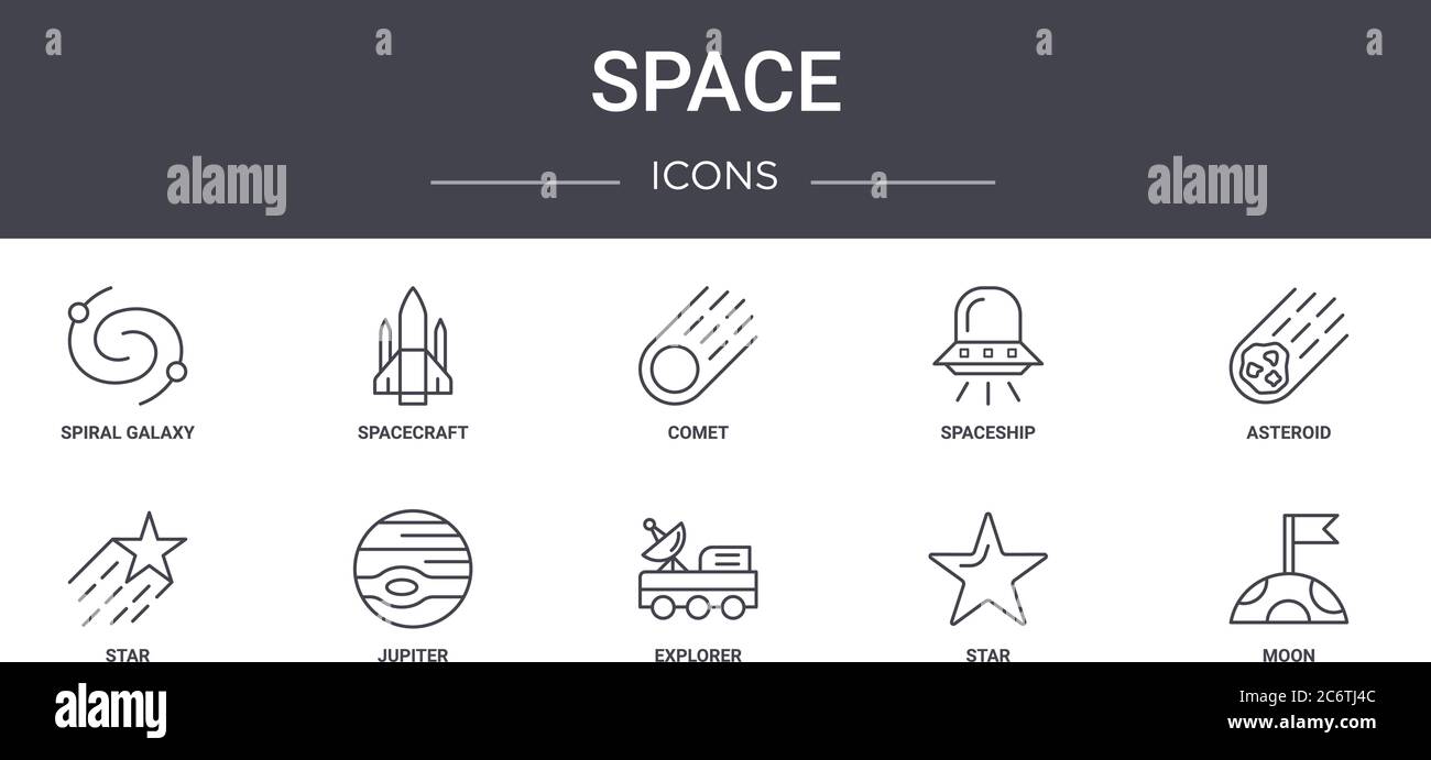 space concept line icons set. contains icons usable for web, logo, ui ...