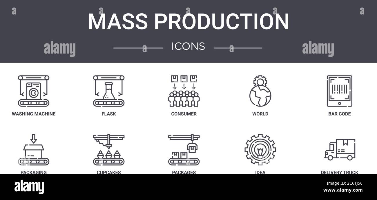 mass production concept line icons set. contains icons usable for web ...