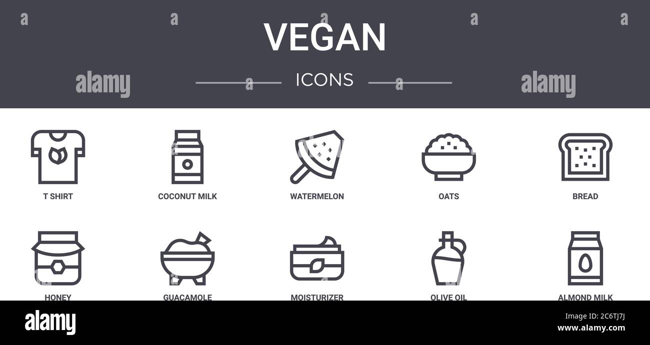 vegan concept line icons set. contains icons usable for web, logo, ui ...