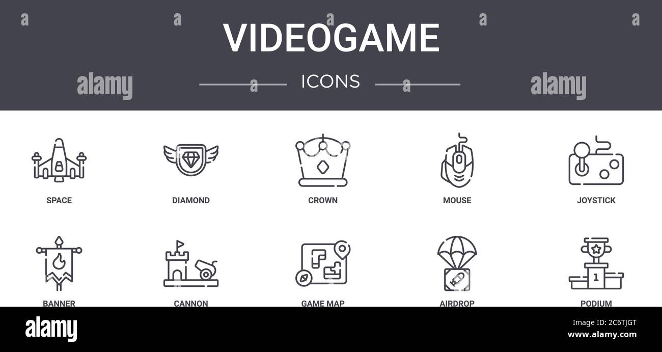 videogame concept line icons set. contains icons usable for web, logo ...