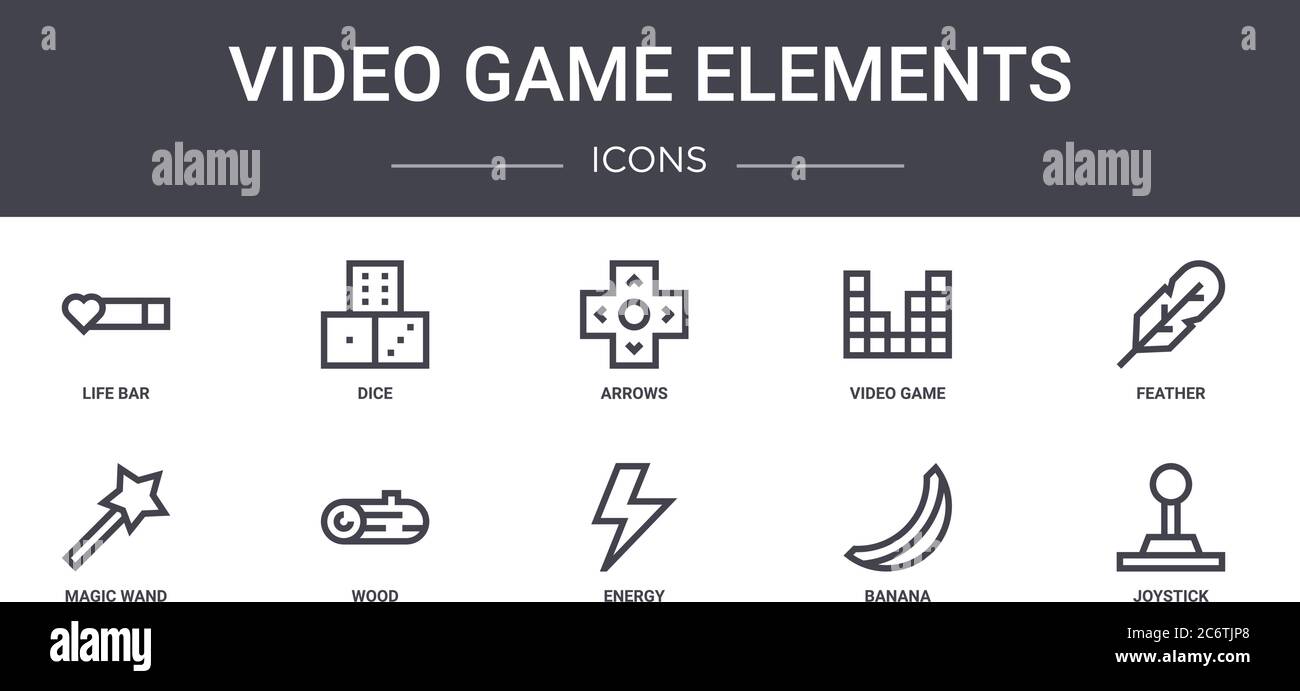 video game elements concept line icons set. contains icons usable for ...