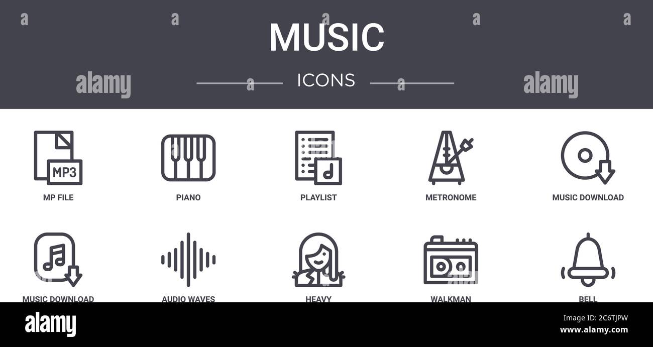 music concept line icons set. contains icons usable for web, logo, ui ...