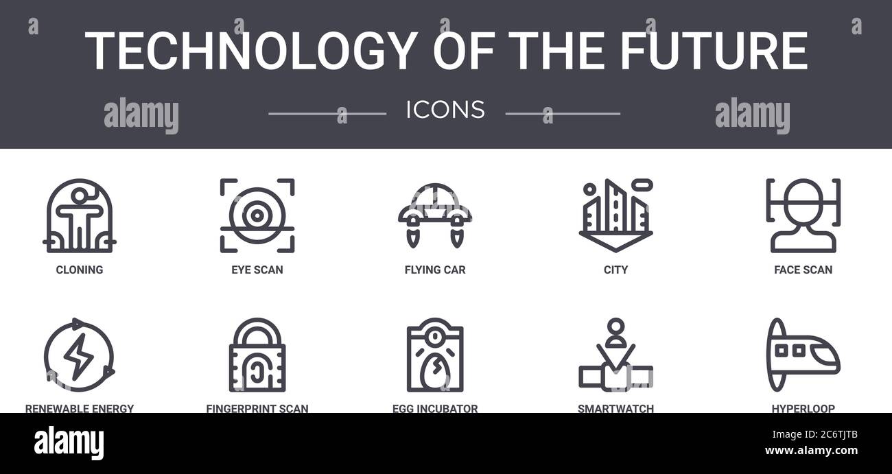 technology of the future concept line icons set. contains icons usable ...