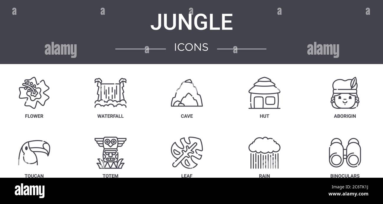 jungle concept line icons set. contains icons usable for web, logo, ui ...