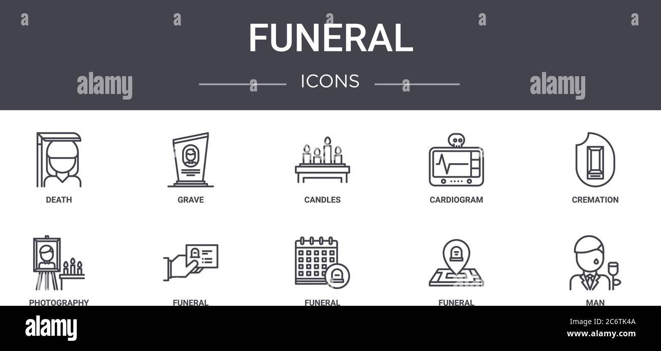 funeral concept line icons set. contains icons usable for web, logo, ui ...