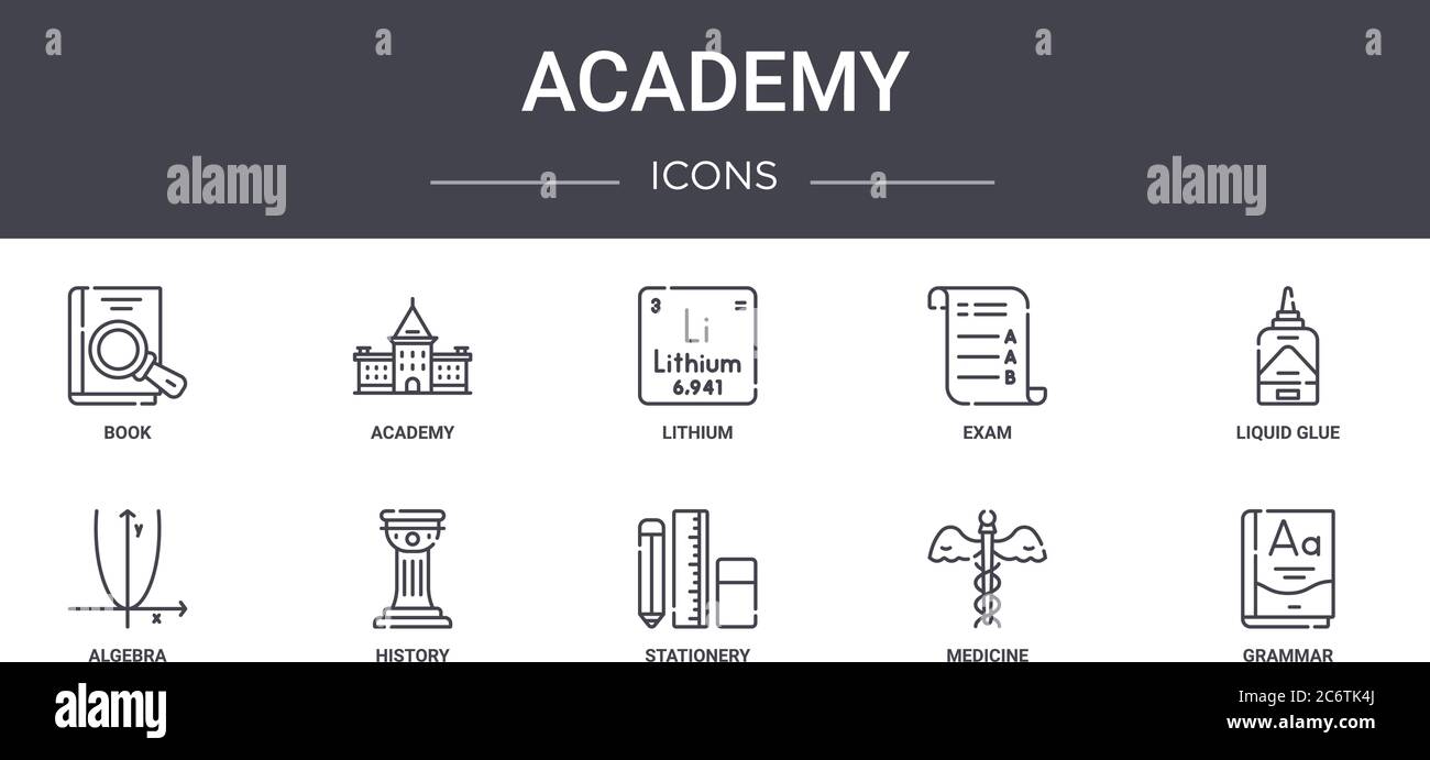 academy concept line icons set. contains icons usable for web, logo, ui ...