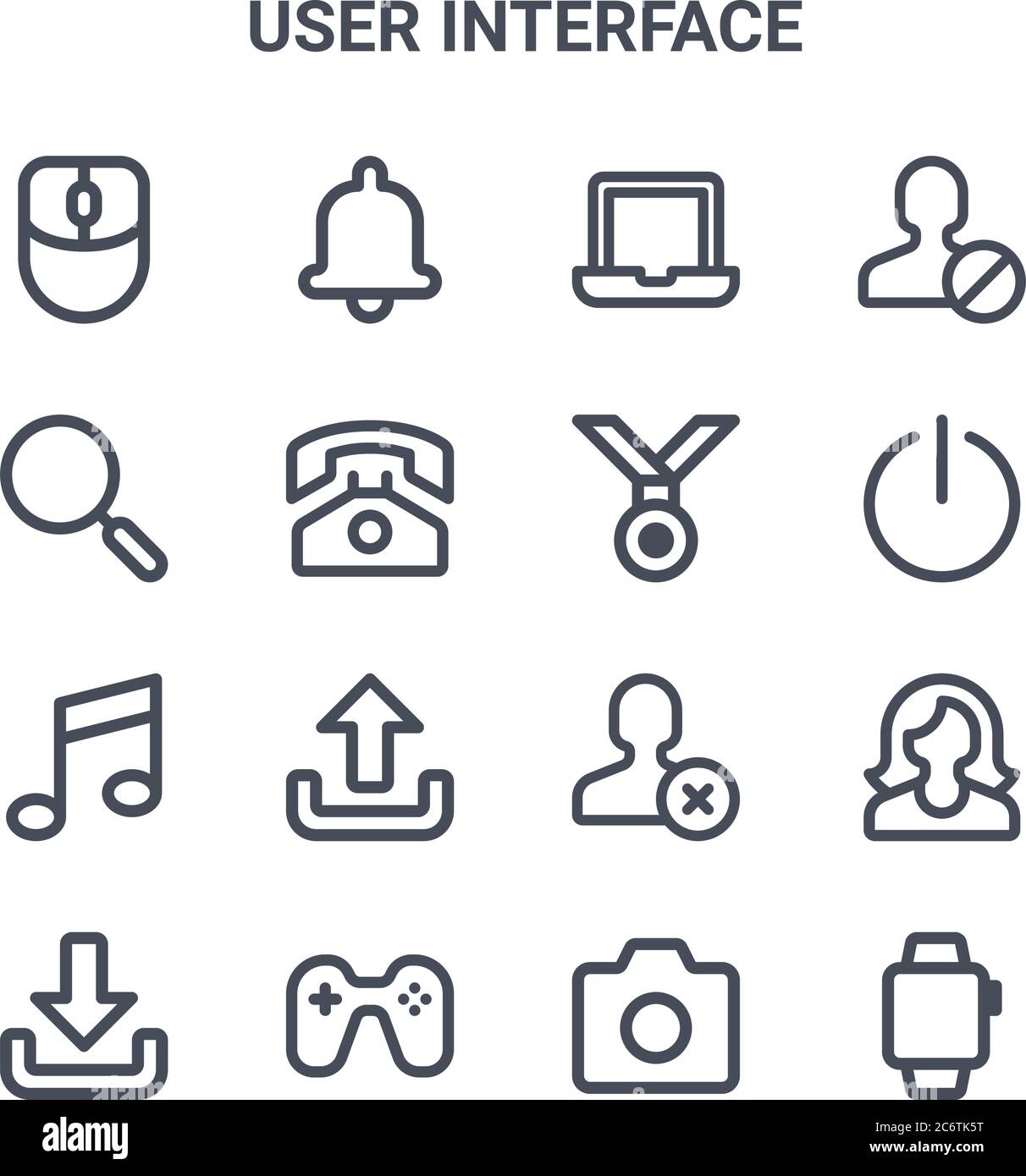 set of 16 user interface concept vector line icons. 64x64 thin stroke ...