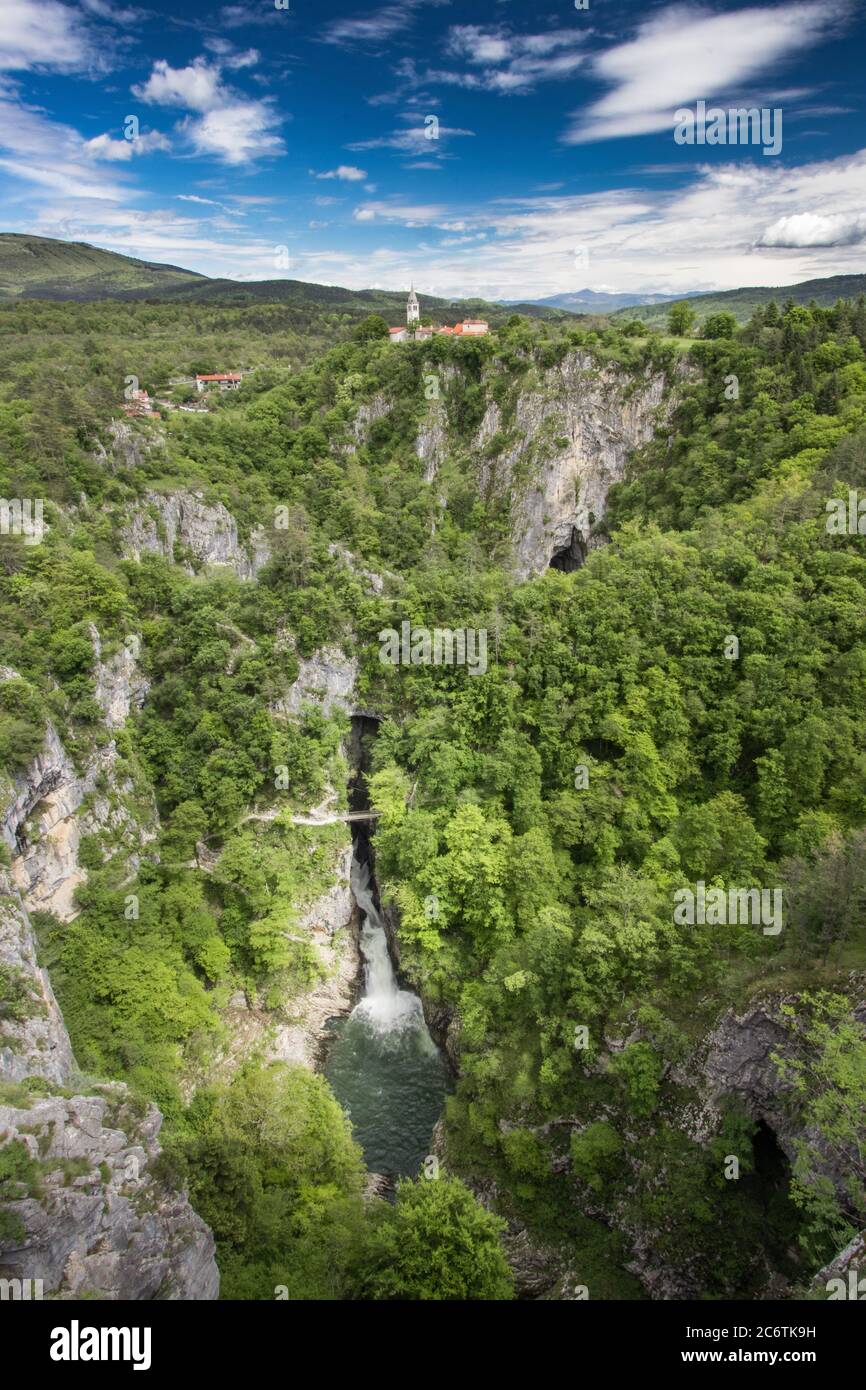 Škocjan caves Slovenia church Reka river water stream waterfall green ...