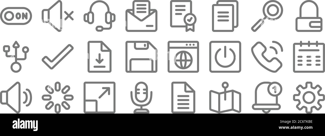 ui line icons. linear set. quality vector line set such as settings, map, microphone, sound ...