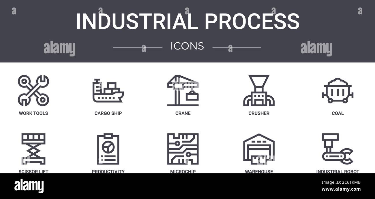industrial process concept line icons set. contains icons usable for ...