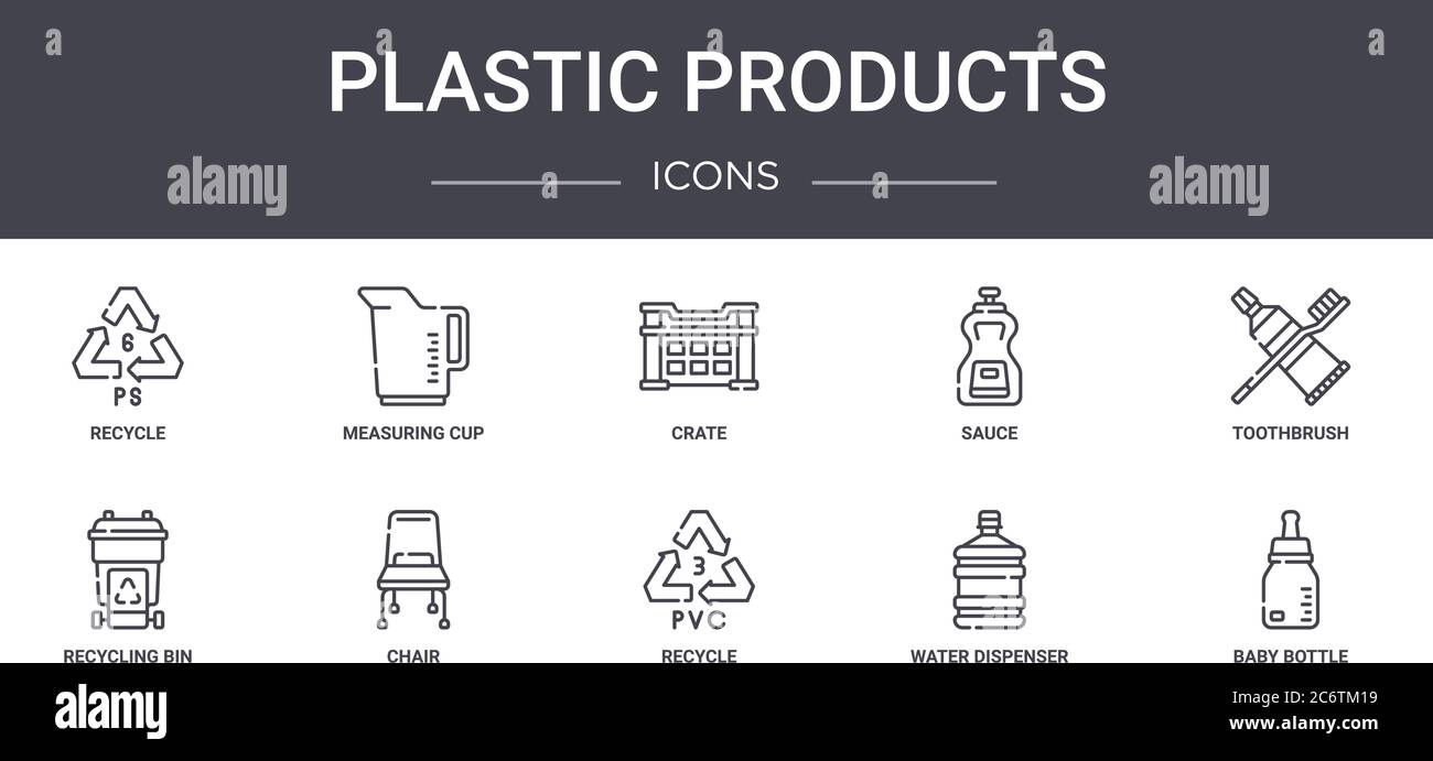 plastic products concept line icons set. contains icons usable for web ...