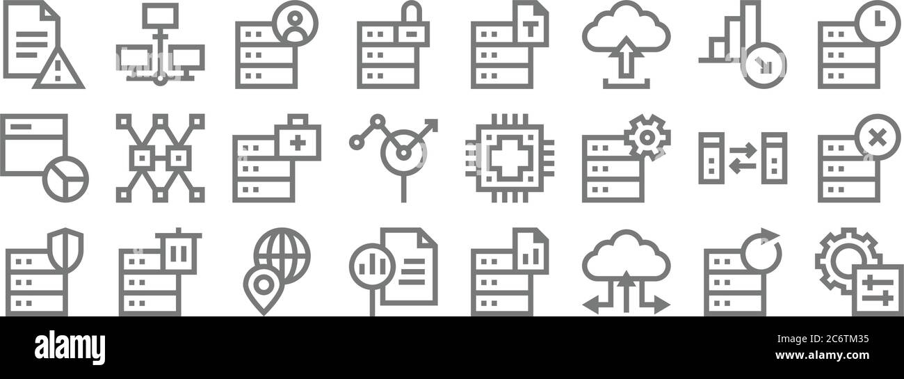 big data line icons. linear set. quality vector line set such as server ...