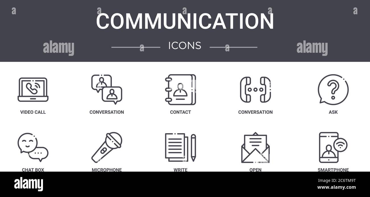 communication concept line icons set. contains icons usable for web ...