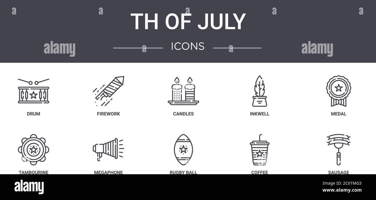 th of july concept line icons set. contains icons usable for web, logo ...