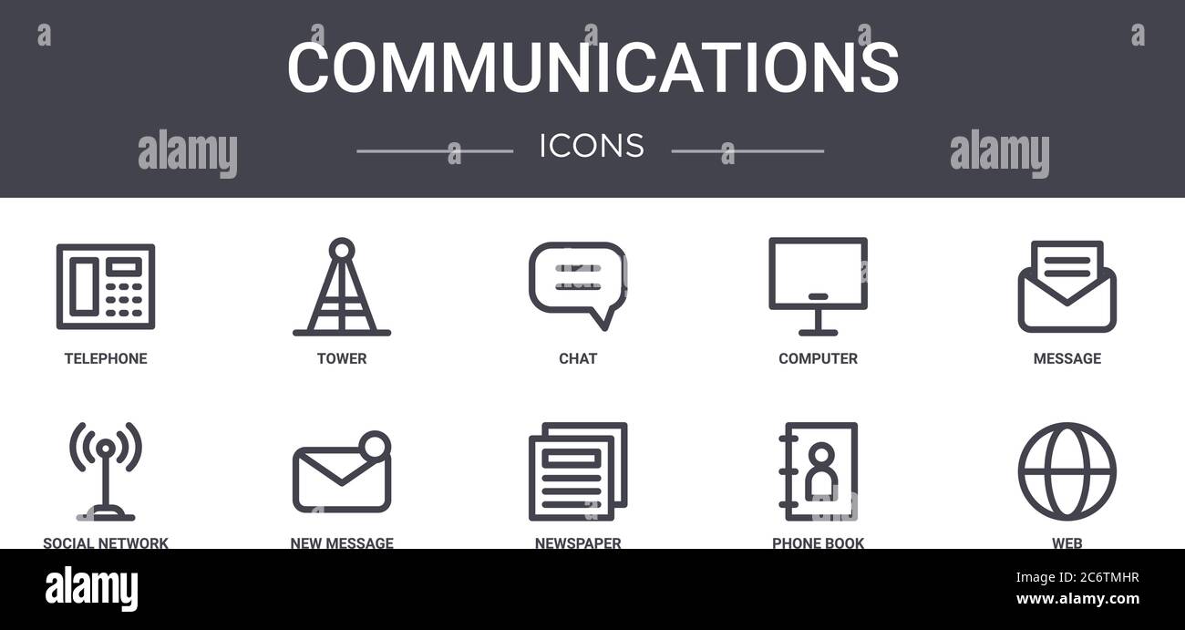 communications concept line icons set. contains icons usable for web ...