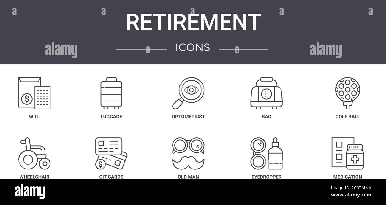retirement concept line icons set. contains icons usable for web, logo ...