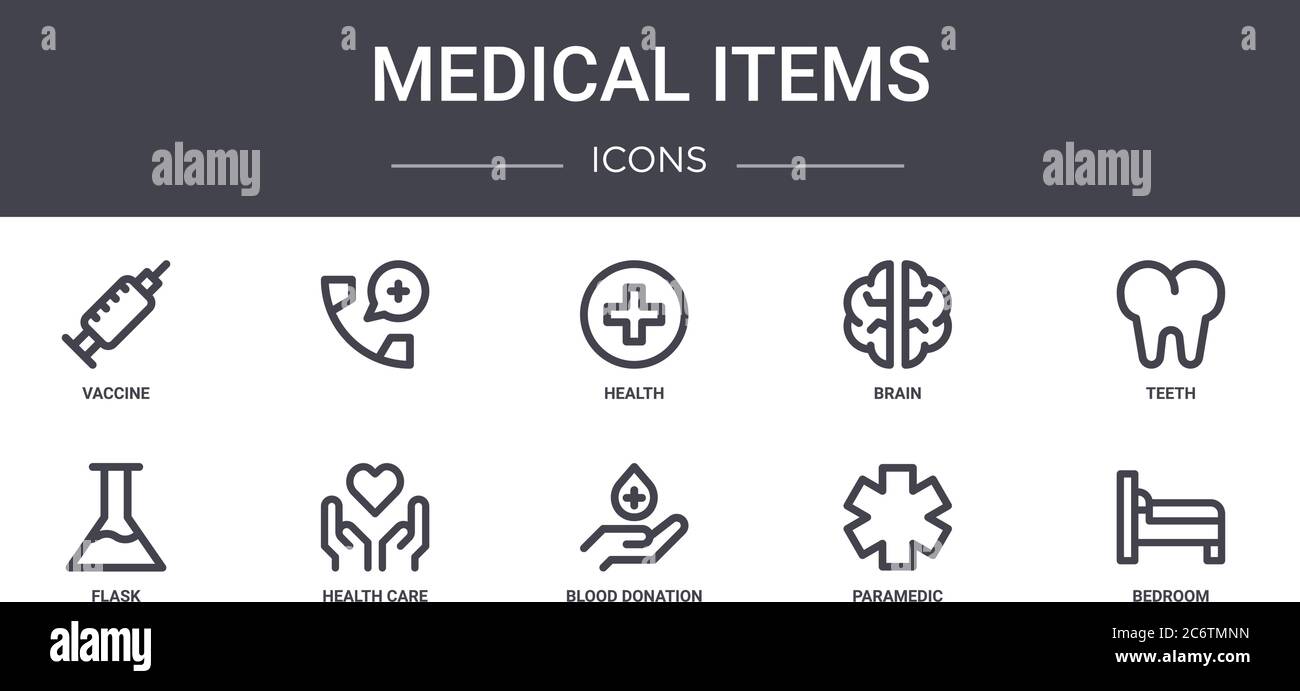 medical items concept line icons set. contains icons usable for web ...