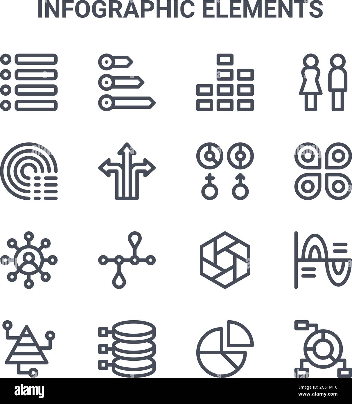 set of 16 infographic elements concept vector line icons. 64x64 thin ...