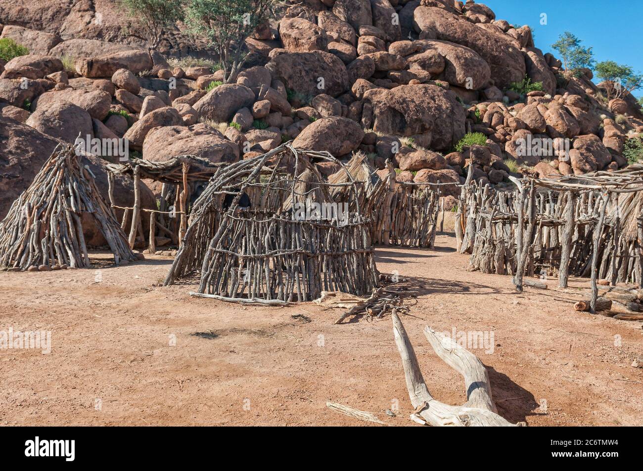 Traditional huts at the Damara Living Museum in Damaraland, Namibia ...