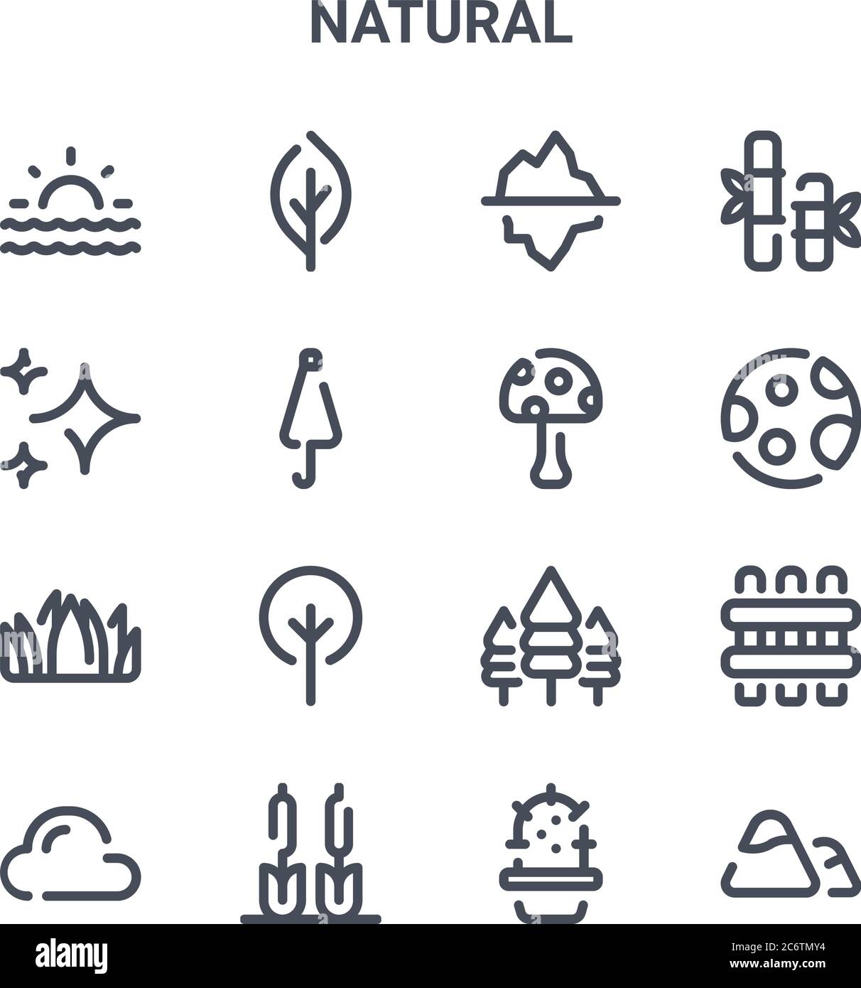 set of 16 natural concept vector line icons. 64x64 thin stroke icons ...