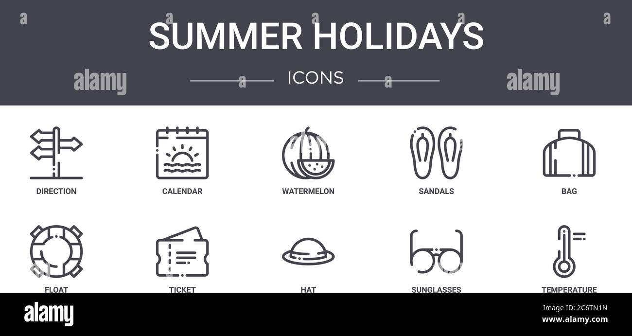 summer holidays concept line icons set. contains icons usable for web ...