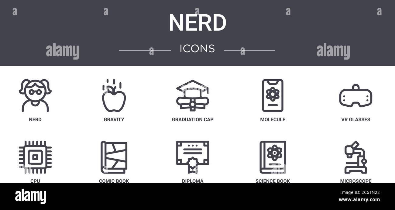 nerd concept line icons set. contains icons usable for web, logo, ui/ux ...