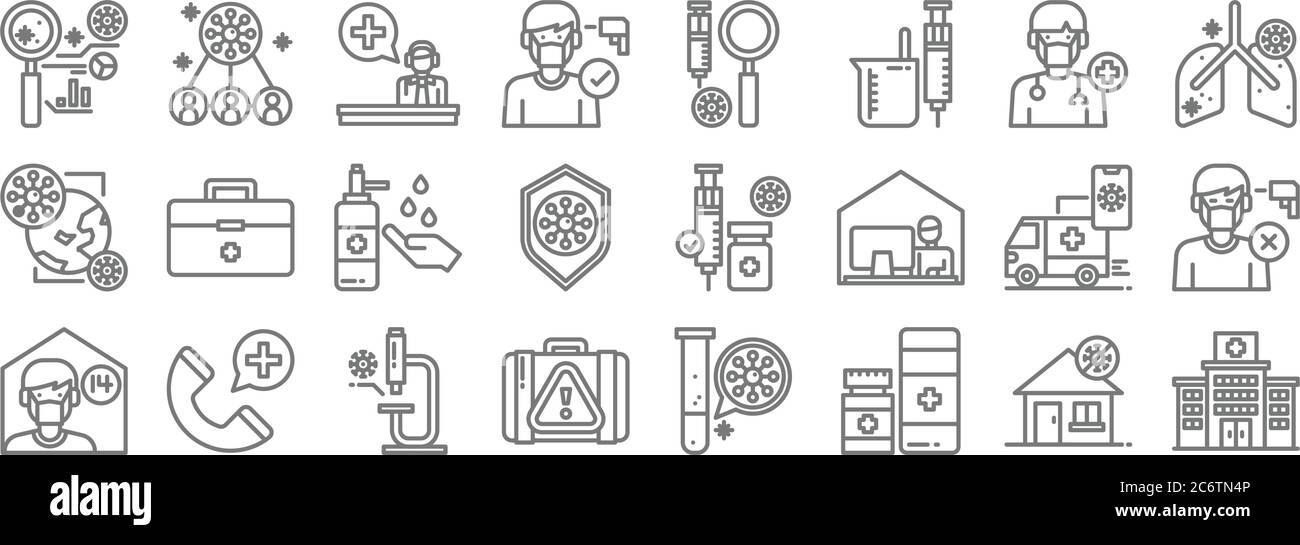 virus line icons. linear set. quality vector line set such as hospital ...