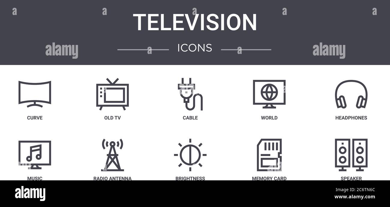 television concept line icons set. contains icons usable for web, logo ...
