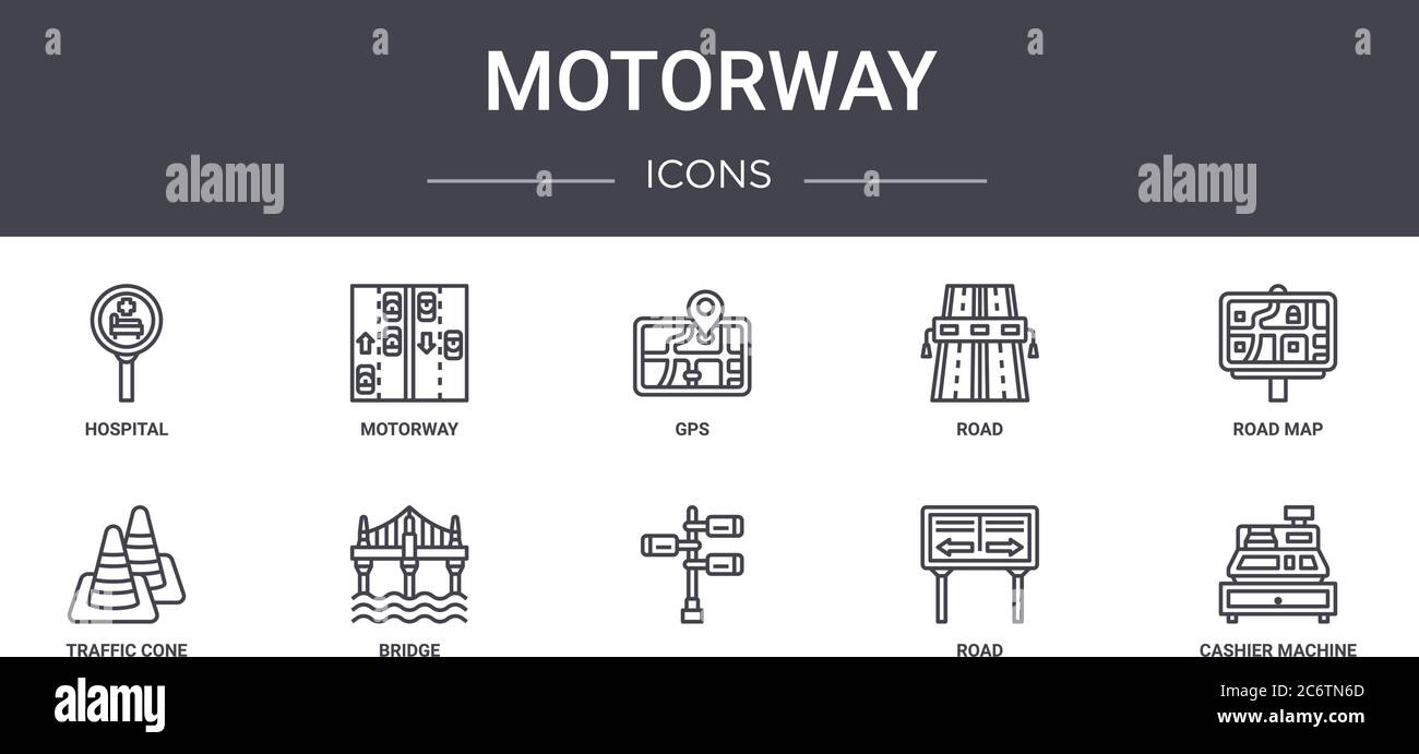 motorway concept line icons set. contains icons usable for web, logo ...