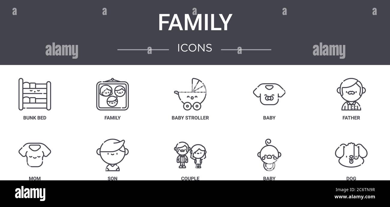 family concept line icons set. contains icons usable for web, logo, ui ...