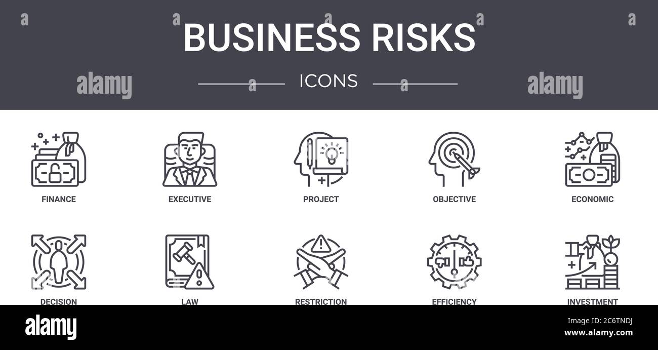 business risks concept line icons set. contains icons usable for web ...
